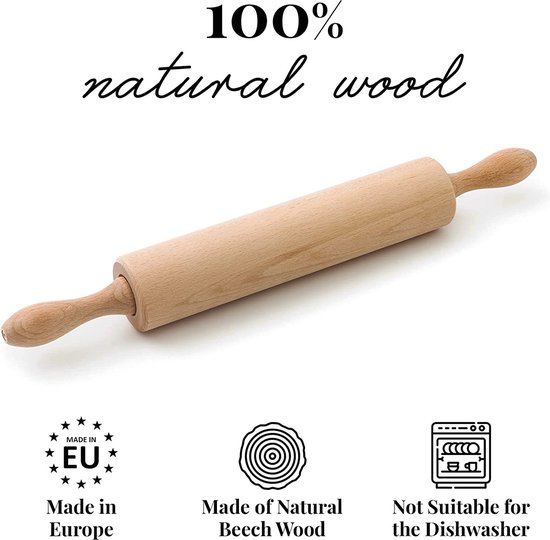 Deegroller hout – houten deegroller - rolhout | bol