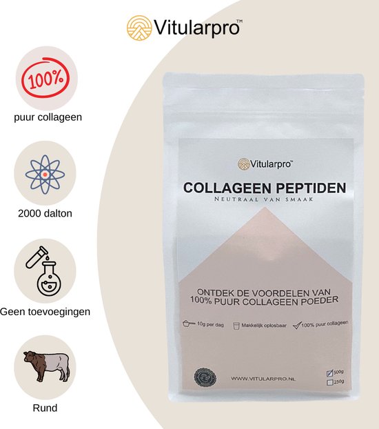 Collageen poeder - 750 gram - 100% puur runder collageen - gehydrolyseerd - neutraal... | bol.com
