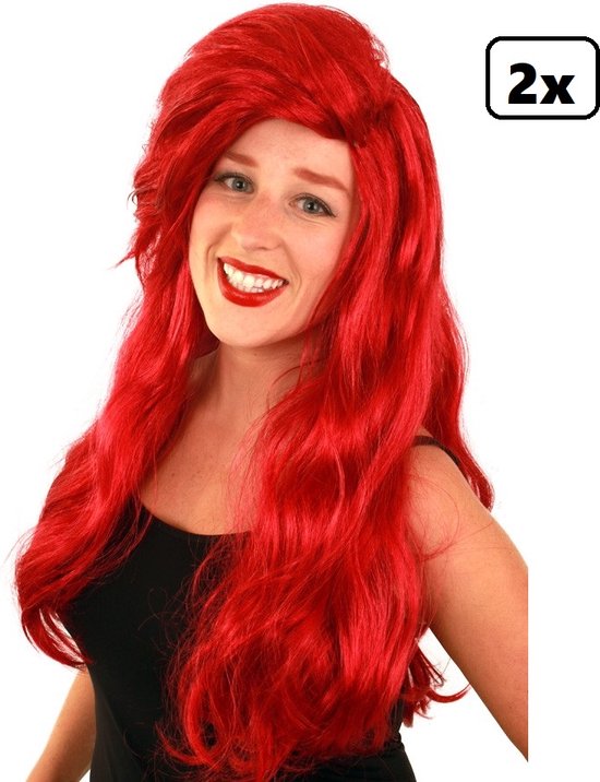 2x Perruque Ariel rouge longue - Arielle - Sirène sirène couvre-chef ...