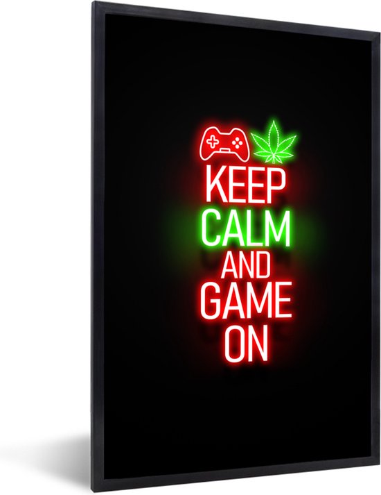 Game Poster - Gaming - Neon - Keep calm and game on - Rood - Tekst ...