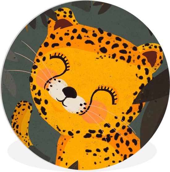 WallCircle - Wandcirkel ⌀ 60 - Cheeta - Dieren - jungle - Kinderen - Ronde... | bol
