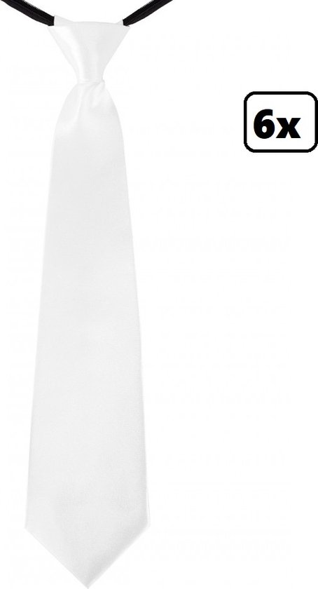 6x Stropdas wit 40cm - Huwelijk themafeest party bruilof white party ...