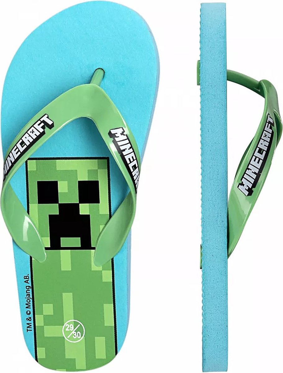 Teenslippers Minecraft - flipflop - Mint - maat 29/30 | bol.com