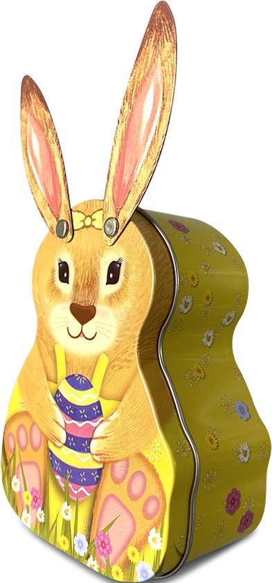 Paashaas Blikjes Rood en Geel | Blik voor Pasen | Paashaas trommeltje ...