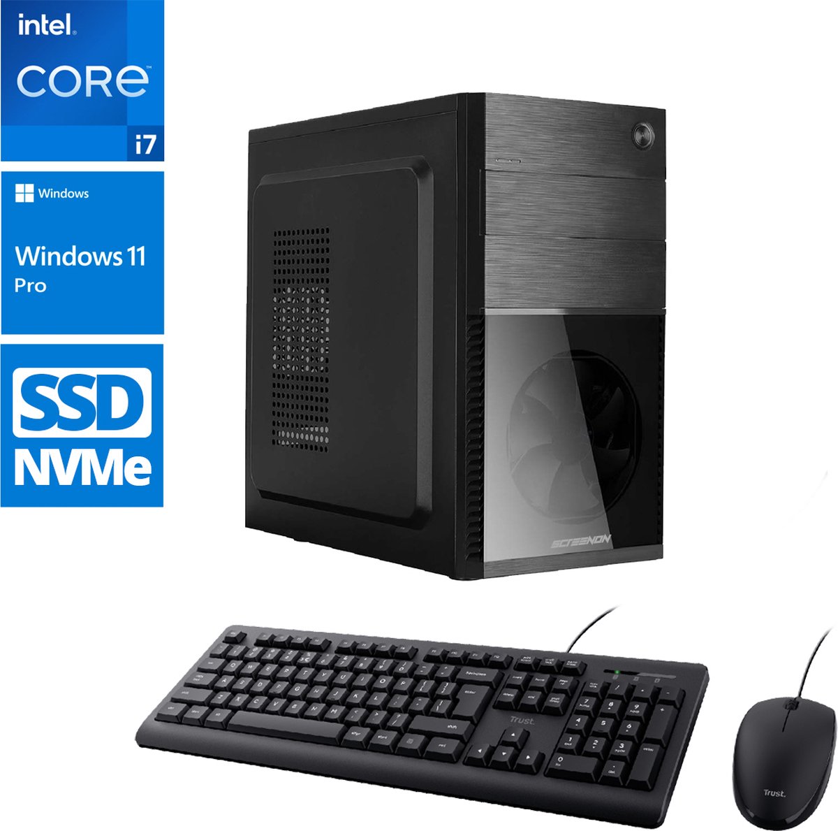 Intel Compleet PC + Muis & Toetsenbord | Intel Core i7 | 32 GB DDR4 | 1 ...