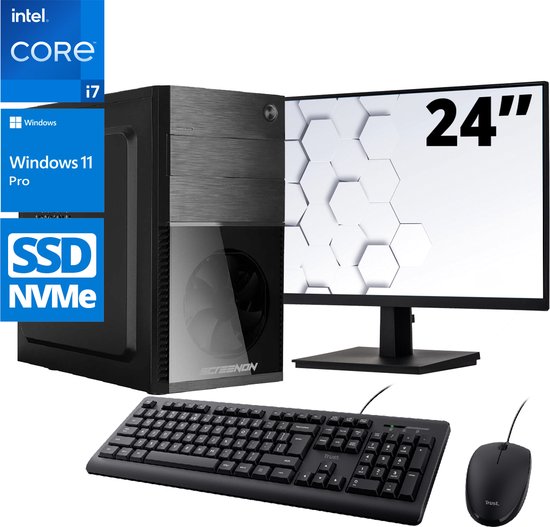 Intel Compleet PC + 24" Monitor + Muis & Toetsenbord | Intel Core i7 ...