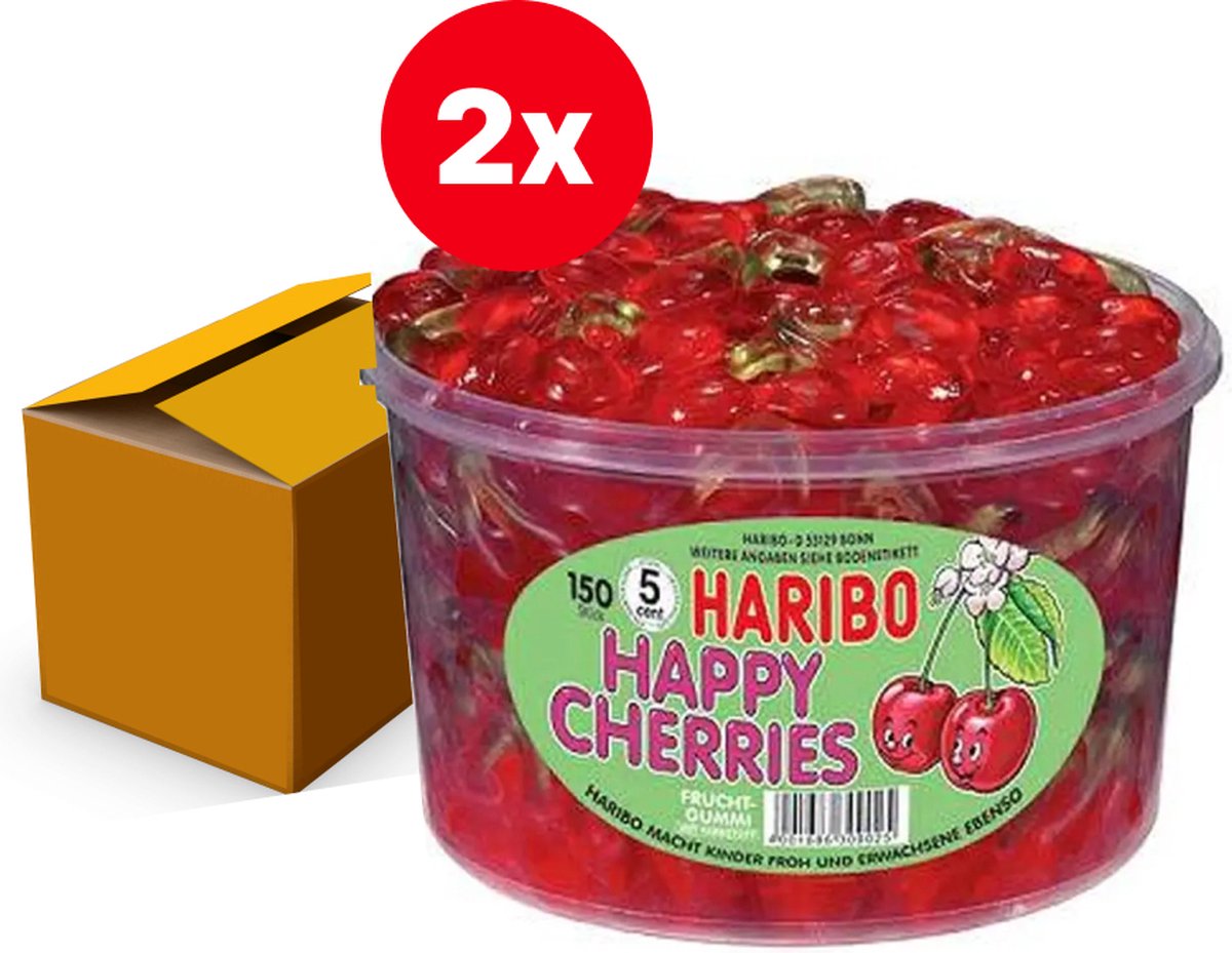Haribo Kersen snoep - 150 stuks - 1200g x 2 | bol