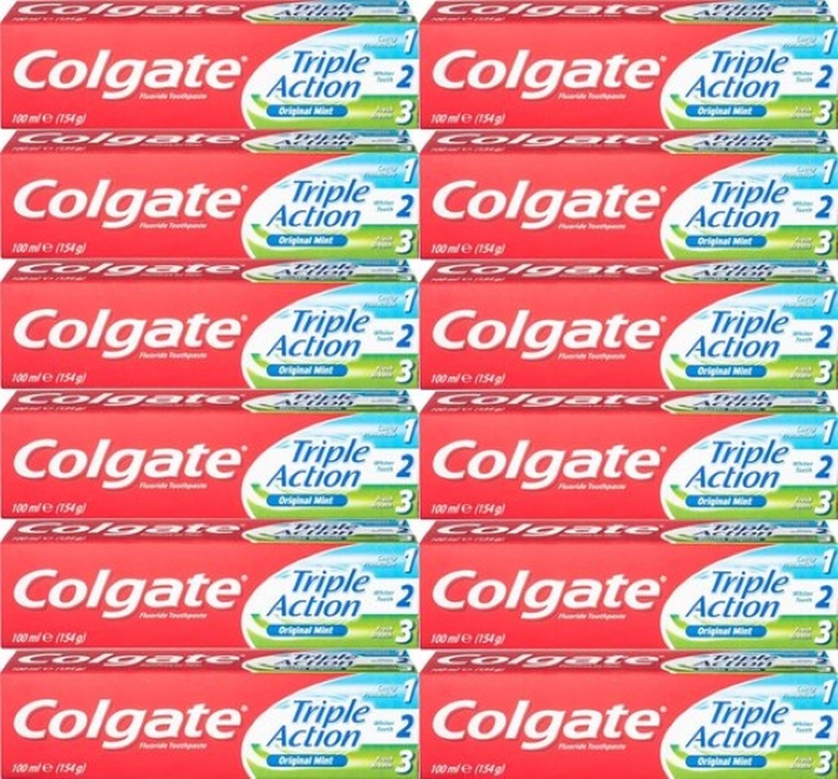 Colgate Tandpasta - Triple Action Original Mint - 12 x 125 ml | bol.com