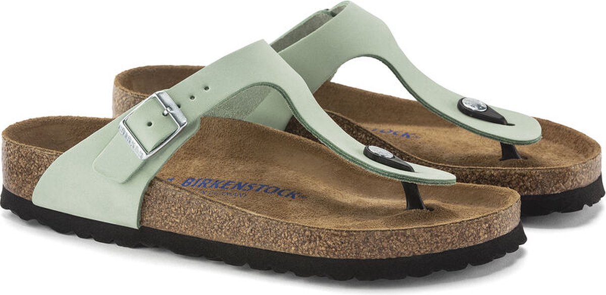Birkenstock Gizeh Dames Slippers Matcha Narrow-Fit | Groen | Nubuck ...