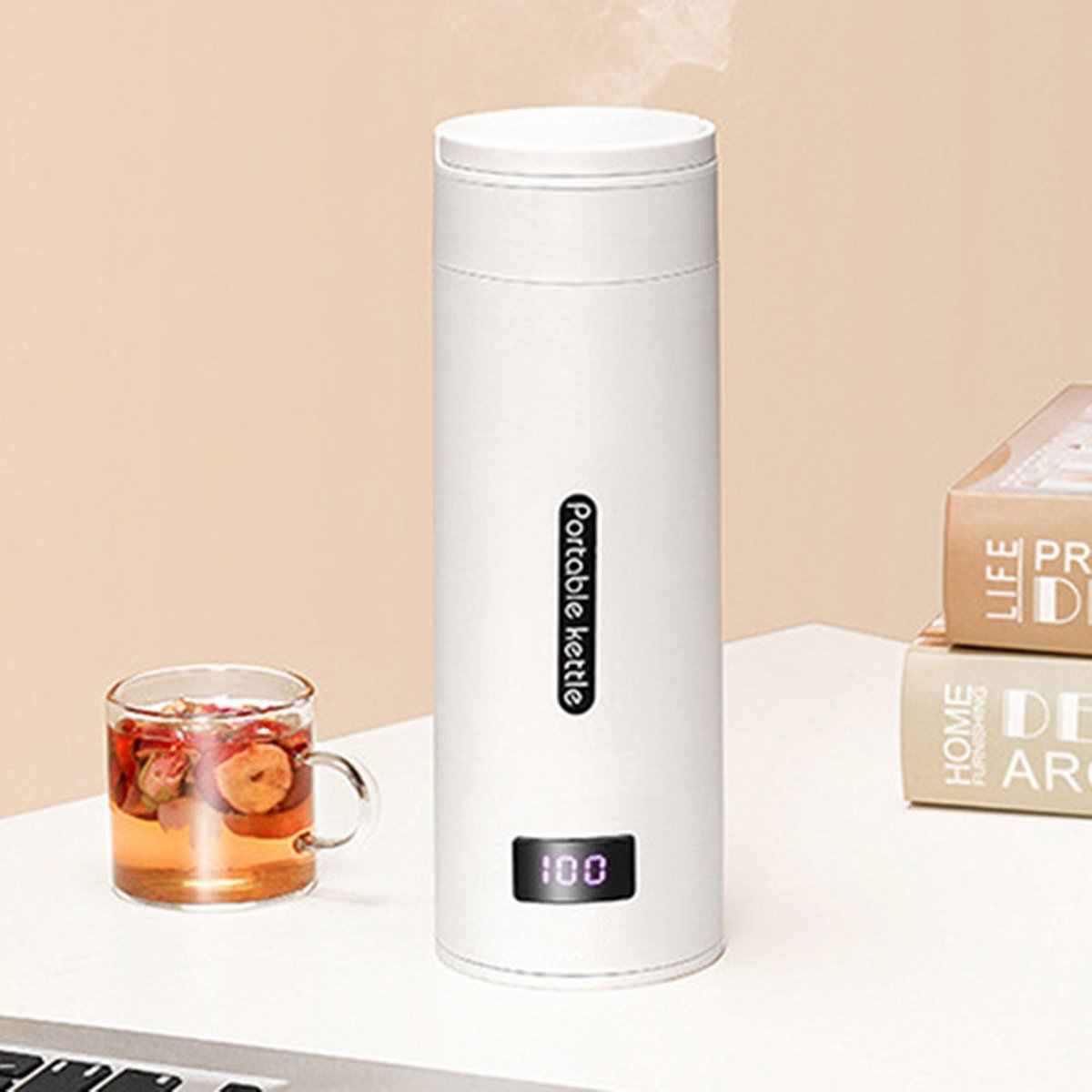 Deluqse Mini Waterkoker - Wit - 380ml - Draagbare Waterkoker - Reis ...