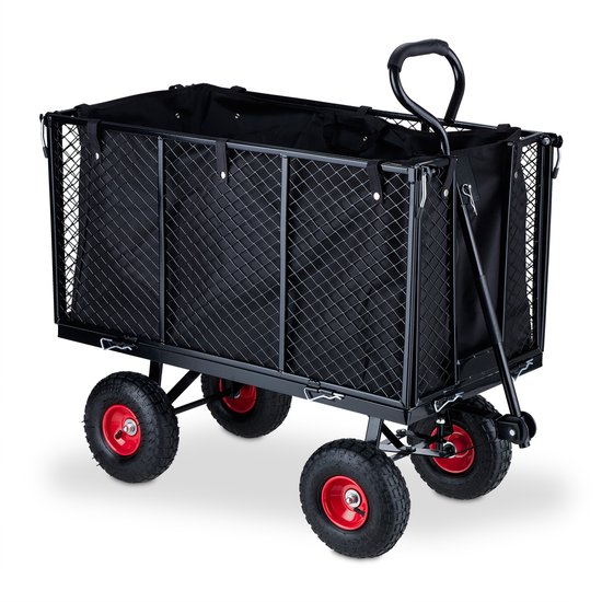 Bolderkar met luchtbanden - grote wielen - klapbare zijwanden - 500 kg ...