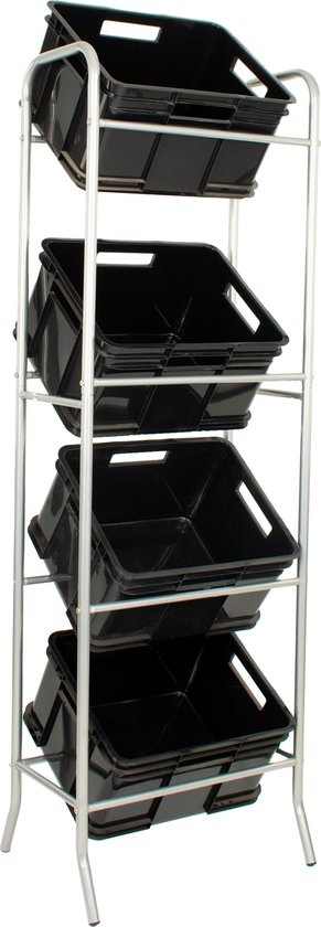 V-Part Krattenrek - Grijs - Metaal - 4 kratten - 160 cm Hoog | bol.com
