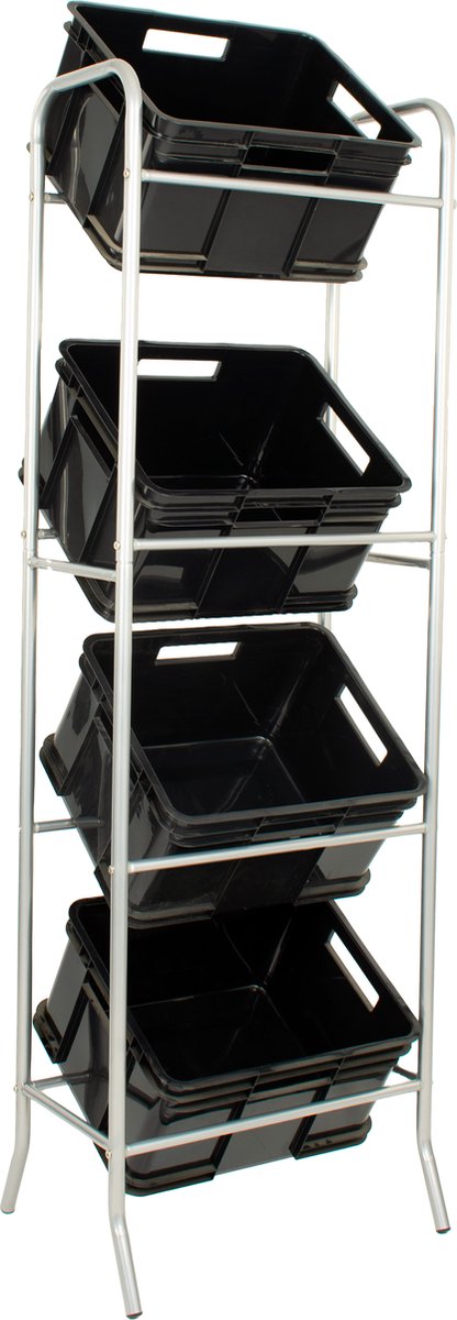V-Part Krattenrek - Grijs - Metaal - 4 kratten - 160 cm Hoog | bol.com