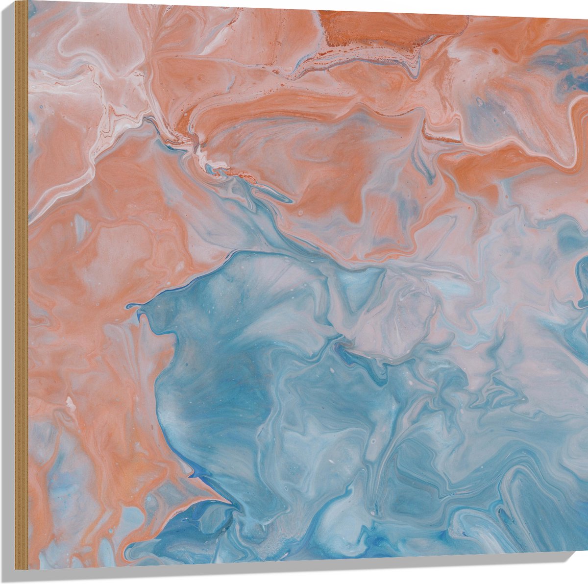 Hout - Mix van Oranje en Blauwe Kleuren - 80x80 cm - 9 mm dik - Foto op ...