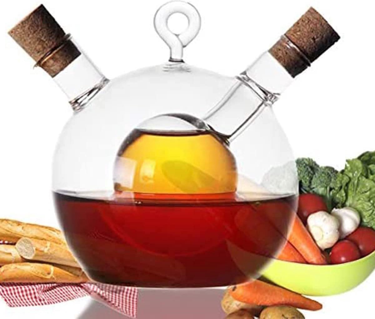 Olie en azijn 2 1 KüChen glazen fles olie- en azijnfles met ...