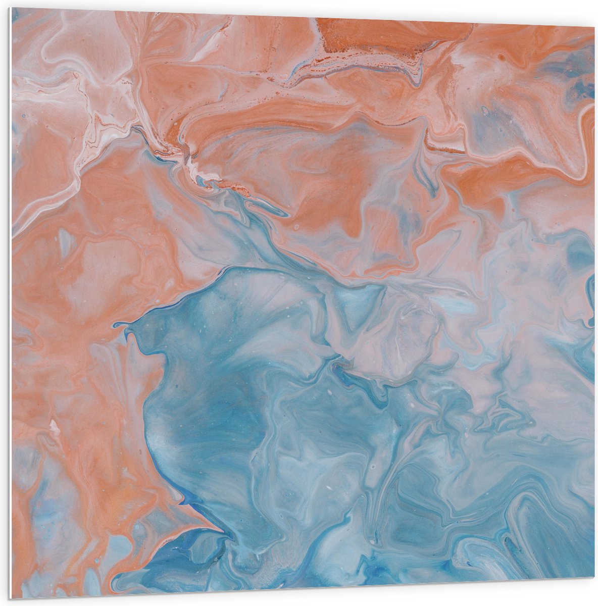 PVC Schuimplaat- Mix van Oranje en Blauwe Kleuren - 100x100 cm Foto op ...