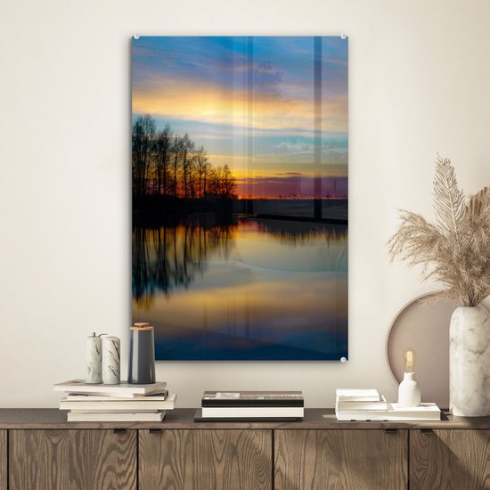 Glasschilderij - Kamer decoratie - Avond - Lucht - Natuur - Water ...
