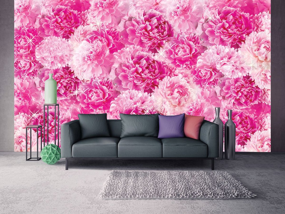 Fotobehang - Vlies Behang - Roze Pioenrozen - Bloemen - 254 x 184 cm ...