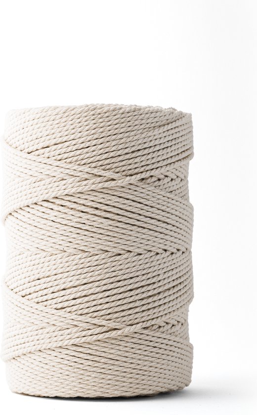 Ledent macramé touw, (3mm, 240M, Natuur), dubbel getwist - van 100% ...
