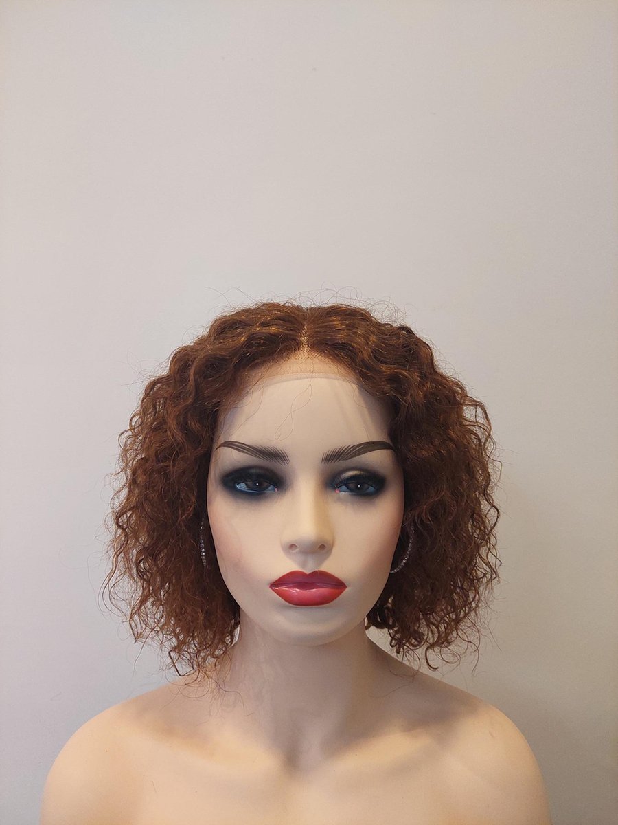 Wigs by Hairglow - 100% human curly hair - boblijn - copper | bol.com