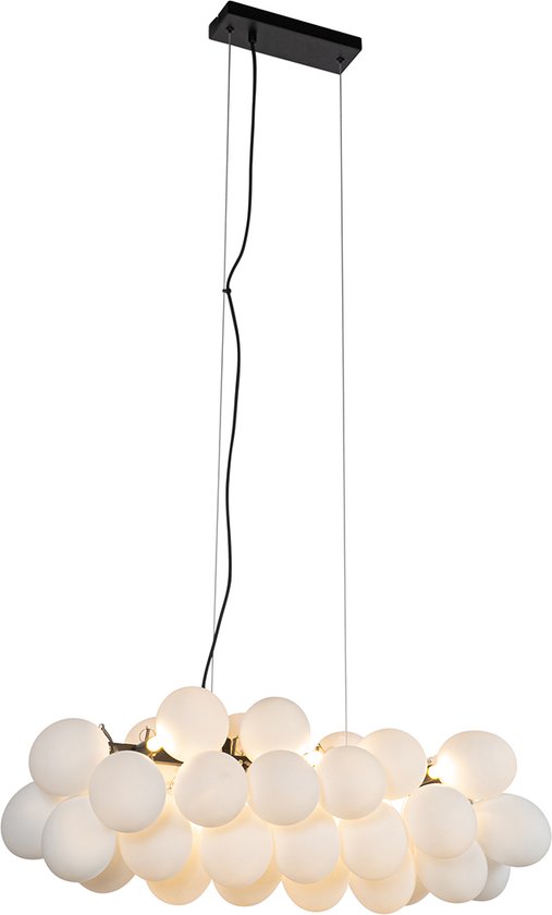 QAZQA uvas - Design Hanglamp eettafel - 8 lichts - L 80 cm - Wit ...