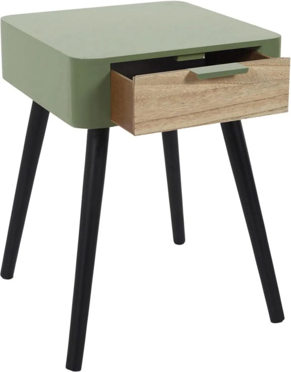 Houten nachtkastje met lade 35x48x40cm, groen | bol.com
