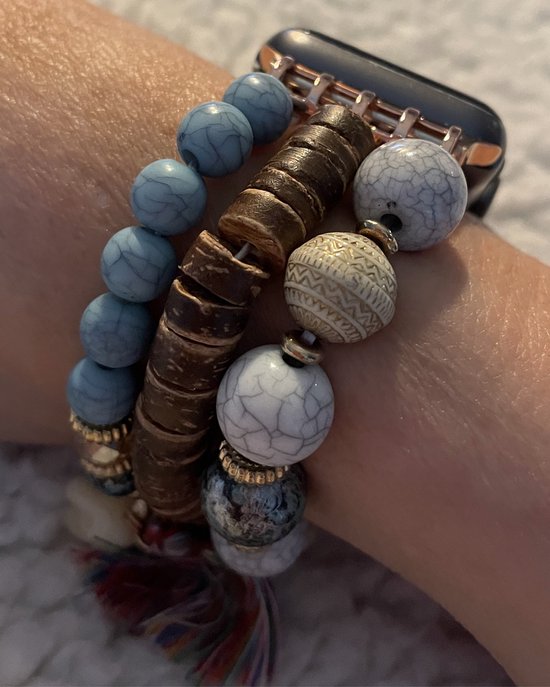 Applewatch horlogebandje Bohemian Ibiza stijl 38/40/41mm glazen,houten ...