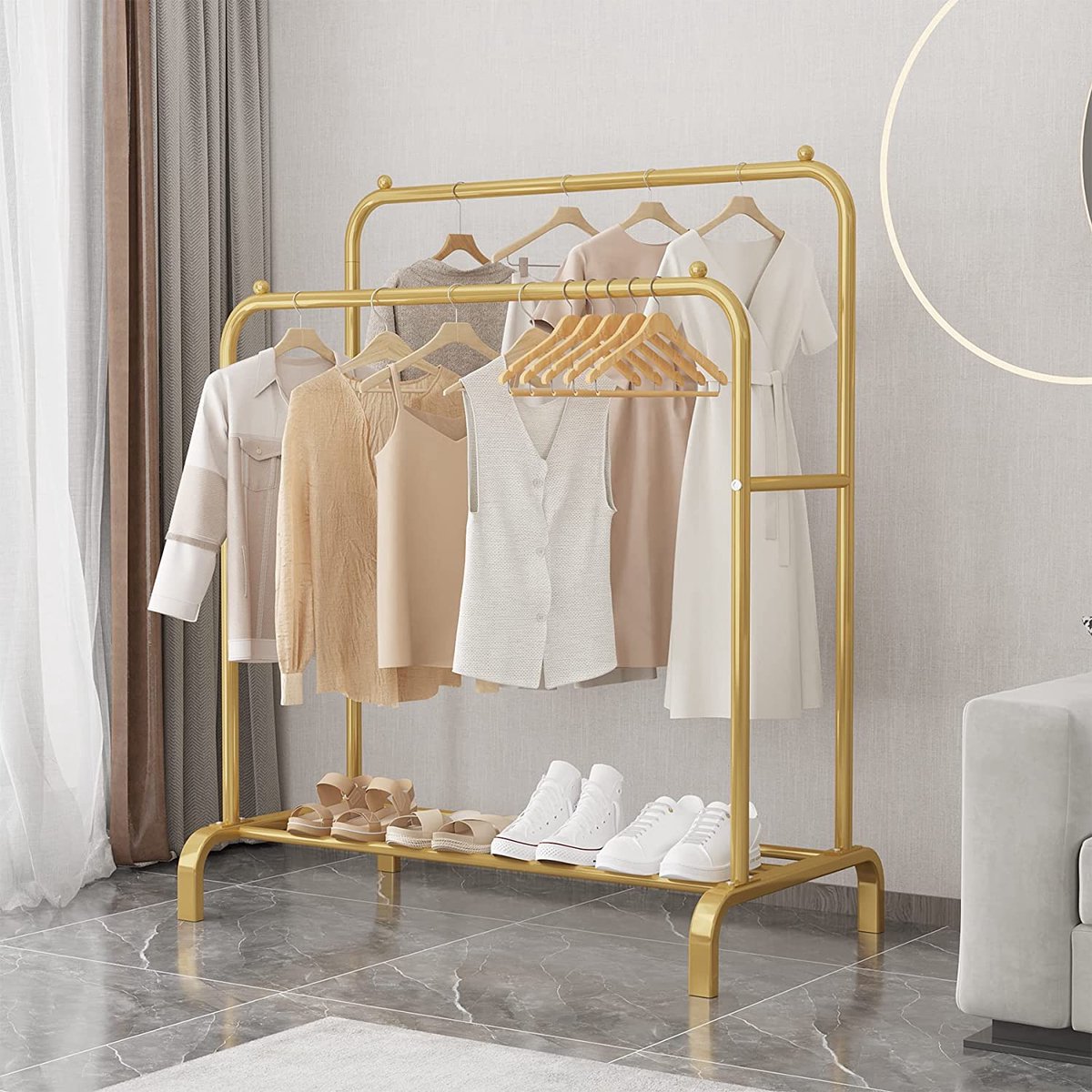 Metalen Kledingrek Vrijstaande Hanger Slaapkamer Kledingrek Met Lagere ...