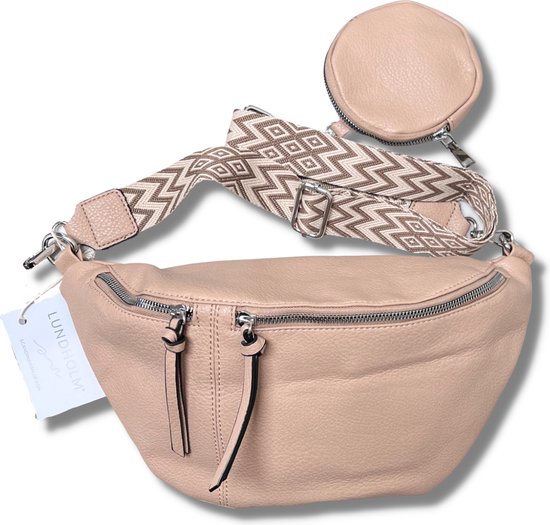 Lundholm heuptasje dames groot beige met tassenriem beige bruin bag ...