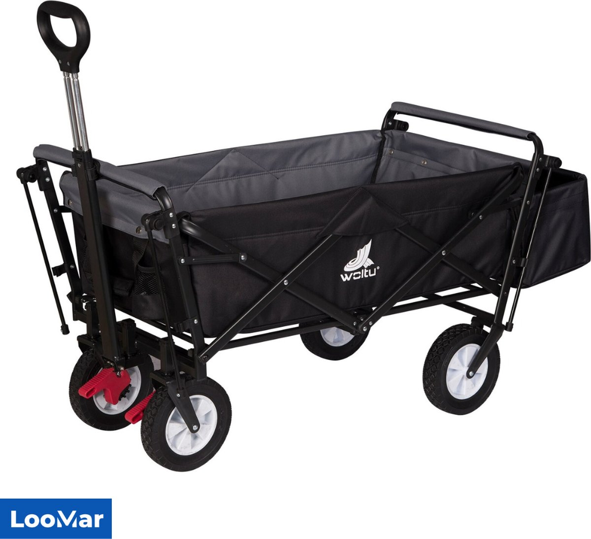 LooMar Bolderkar - Opvouwbaar - met dakje - tuinkar - rubberen banden - bolderwagen -... | bol.com