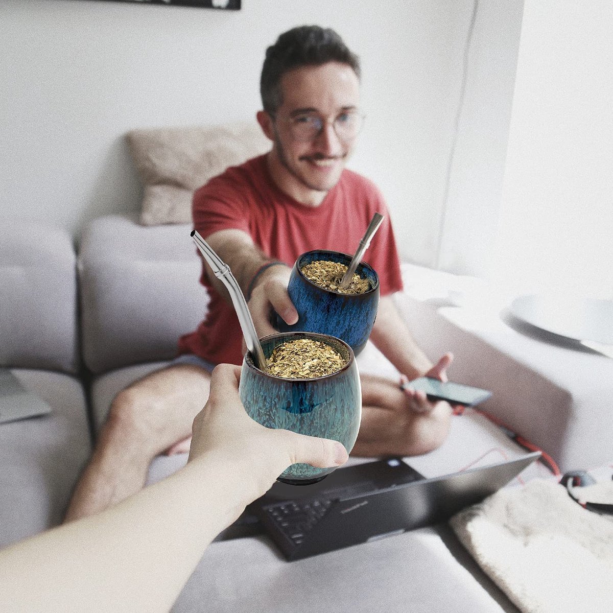 BALIBETOV Yerba Mate Set - Tasse en céramique à double paroi - Bombilla ...