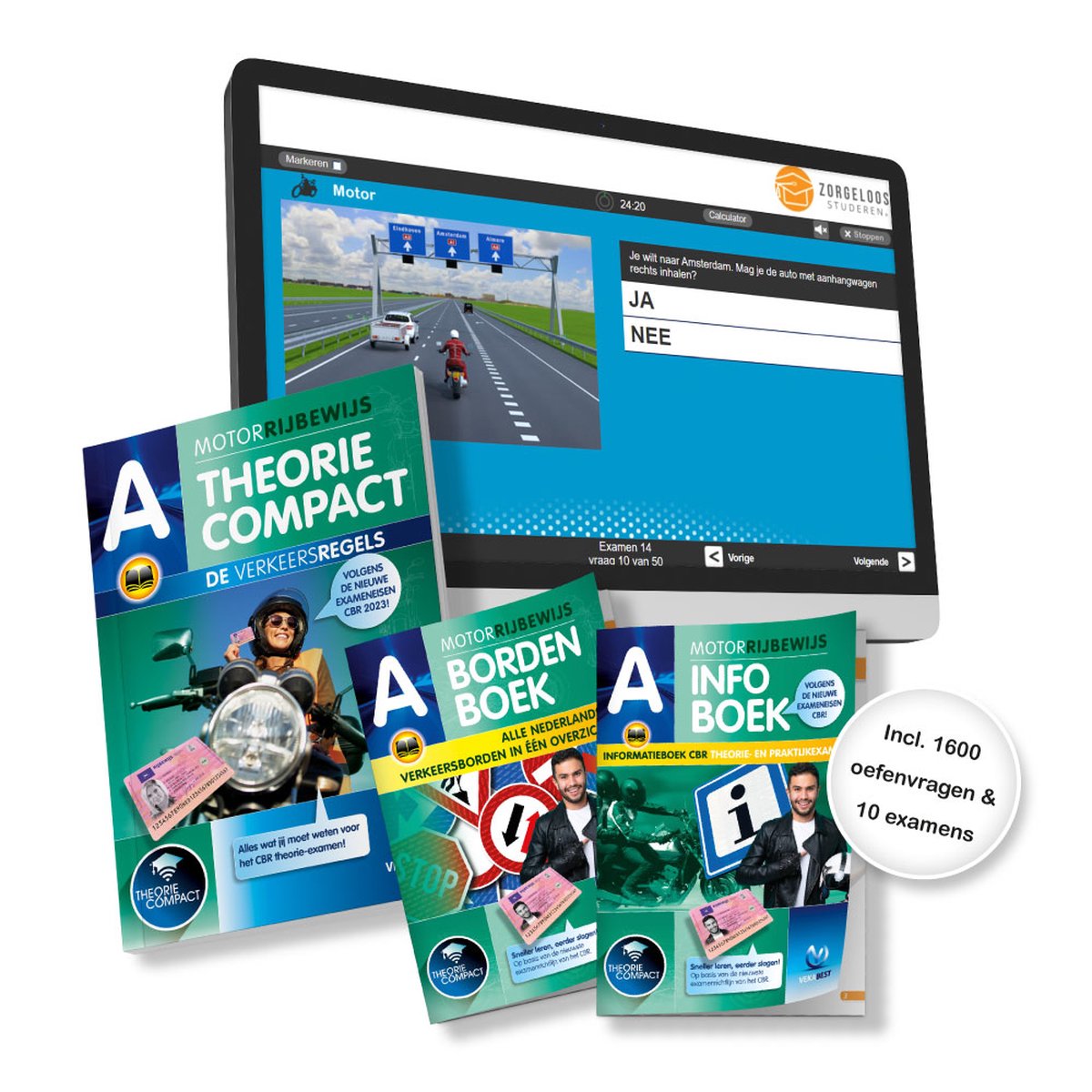 Motorrijbewijs Theorieboek Compact 2023 met 1600 Oefenvragen en 10 ...