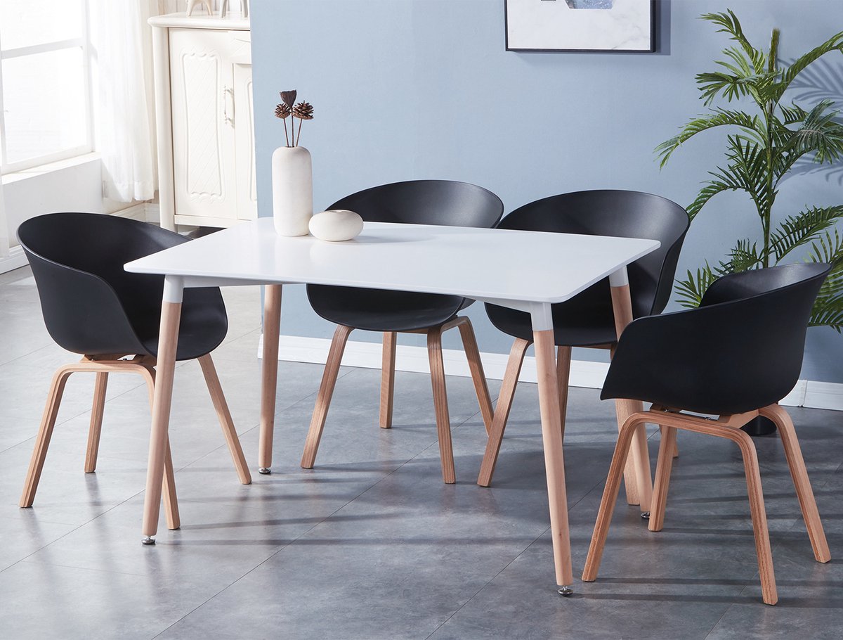 Eetkamerstoel - Kuipstoel - Set van 4 - Eetkamerset - Zwart | bol.com