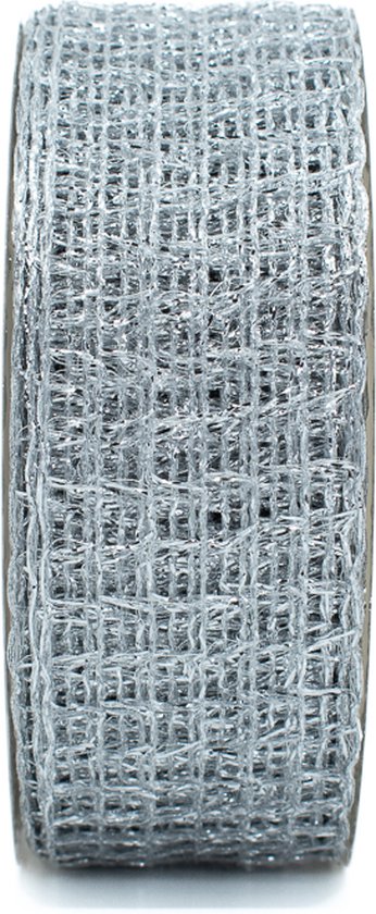 zilver sierlint Cadillac met versteviging - grof tule zilver - 20 meter ...