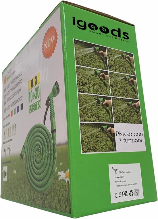 Igoods Rekbare Tuinslang 30 Meter - Tuinsproeier - Spuitpistool ...
