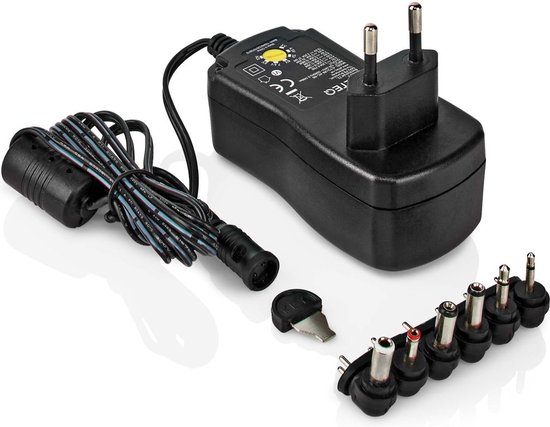 Universele AC-voedingsadapter - T/m 12 Volt - 93 x 46 x 73 mm - Zwart ...