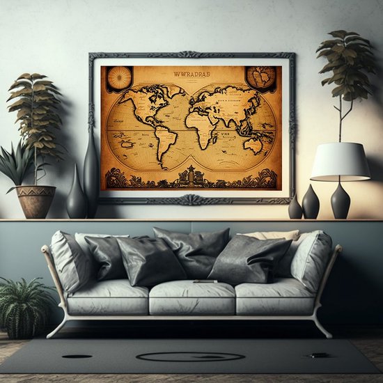 XFLEX Luxe Glas Plexiglas schilderij Landkaart Wereldkaart World Map ...