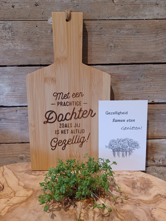 Borrelplankje-Dochter-Tuinkers-Zaad-Serveerplank-Duurzaam-Cadeau-Kado ...