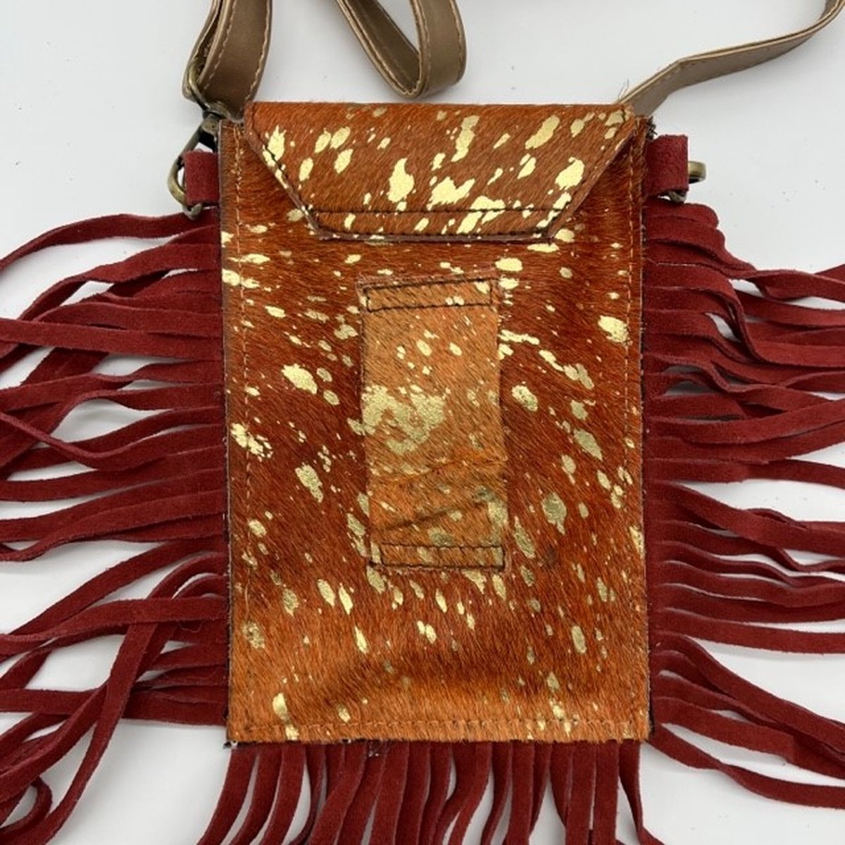 Koeienhuid Tas - Telefoon Tas - Festival Tas - Ibiza - Boho - Oranje ...