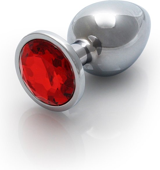 Round Gem Butt Plug - Medium - Silver / Ruby Red | bol.com