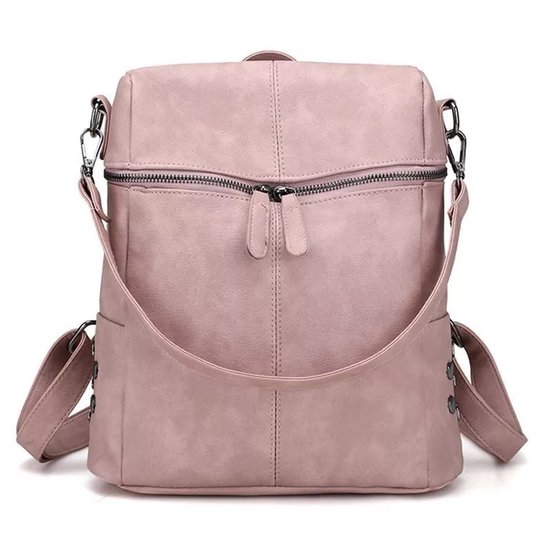 Rugtas - Schoudertas - Dames - Rugzak - Zacht PU Leer - Roze | bol.com