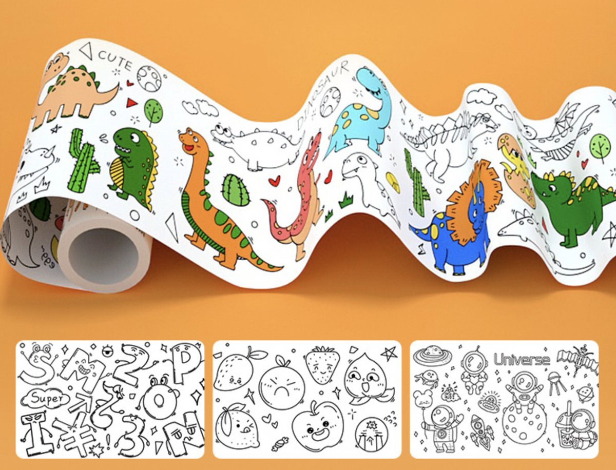 Dinosaurus Tekening - Tekenrol - Rol met Dino's - Tekenen & Knutselen ...