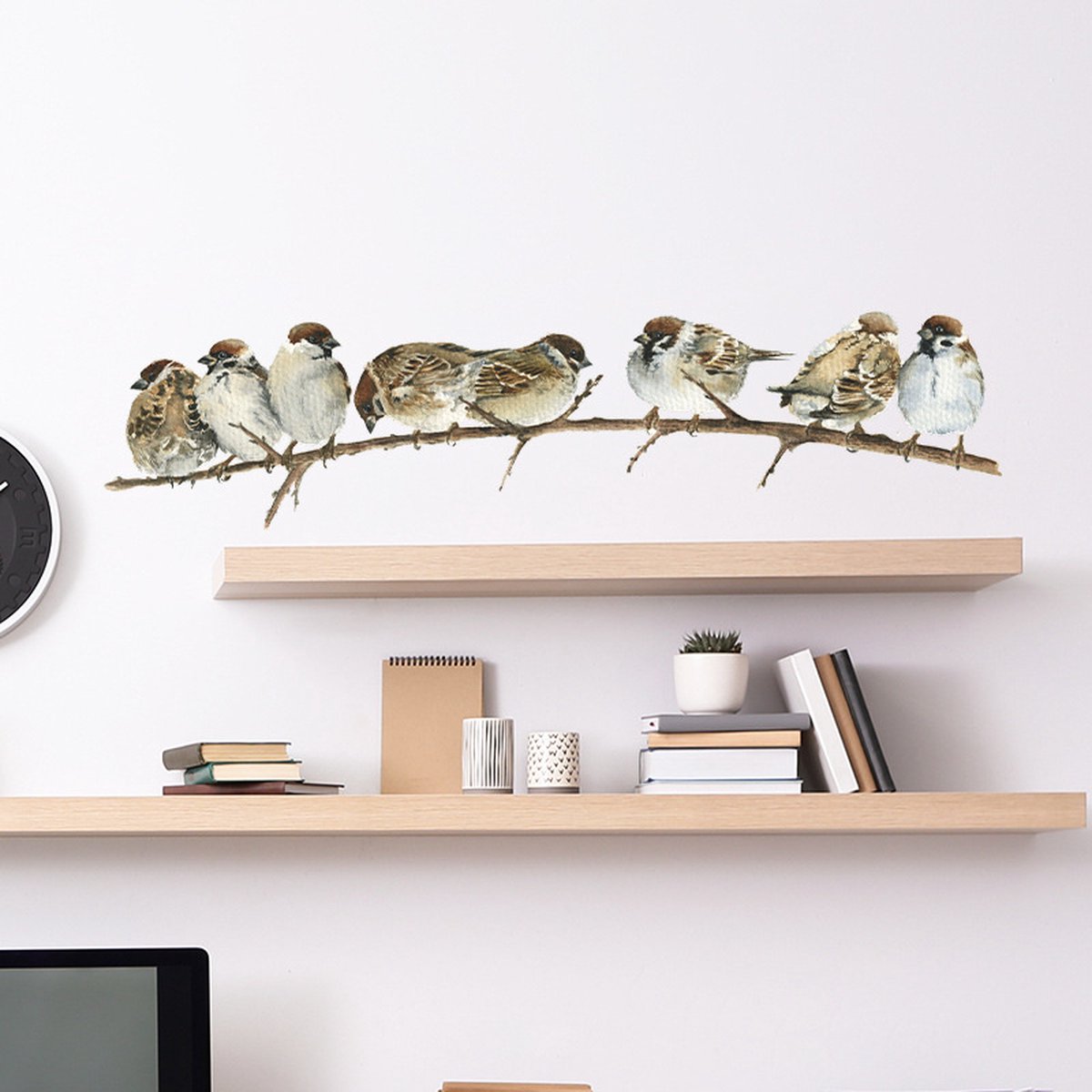 Stickerkamer® - Muurstickers Vogels - Musjes op tak - Huismussen ...