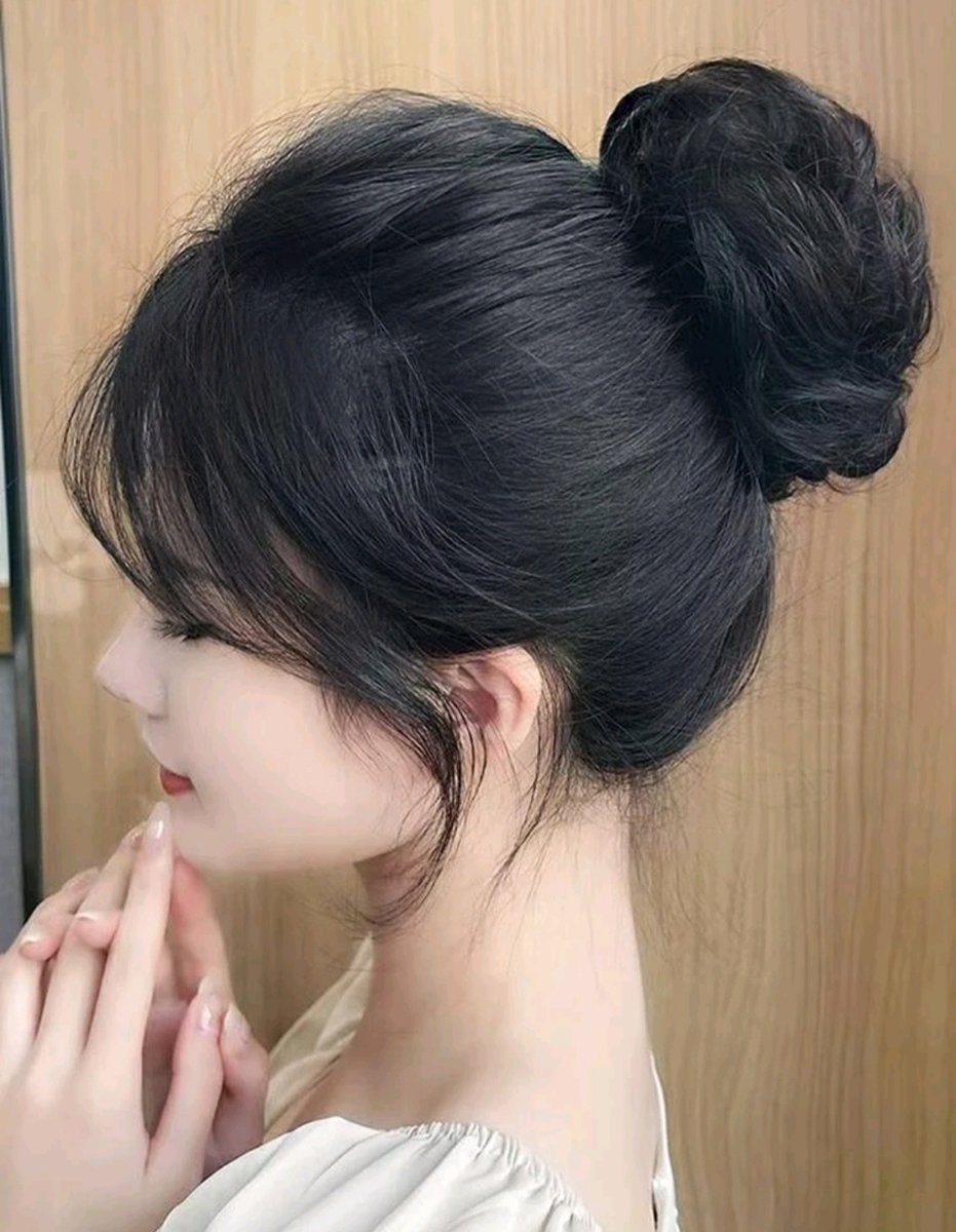 Handy belles extensions de cheveux chignon ondulé noir 14cm look ...