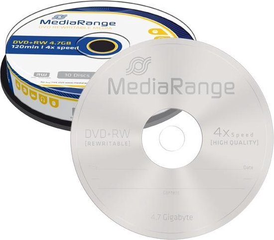 DVD+RW MediaRange 4.7GB|rewritable | 10 stuks | bol