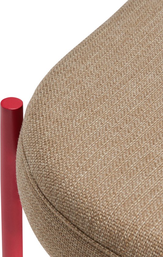 HÜBSCH INTERIOR - KLINT Rood metalen bankje met beige zitting ...