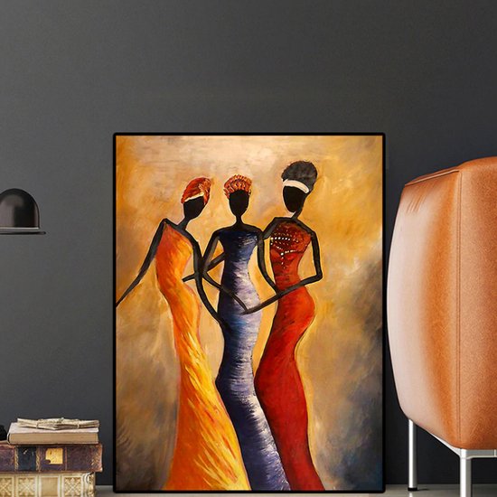 Allernieuwste.nl® Canvas Schilderij Klassieke Afrikaanse Vrouwen - Kunst aan je Muur -... | bol.com