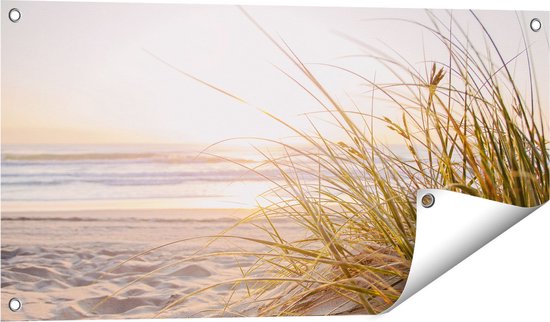 Gards Tuinposter Strand en Duinen tijdens Zonsondergang - 80x40 cm - Tuindoek -... | bol
