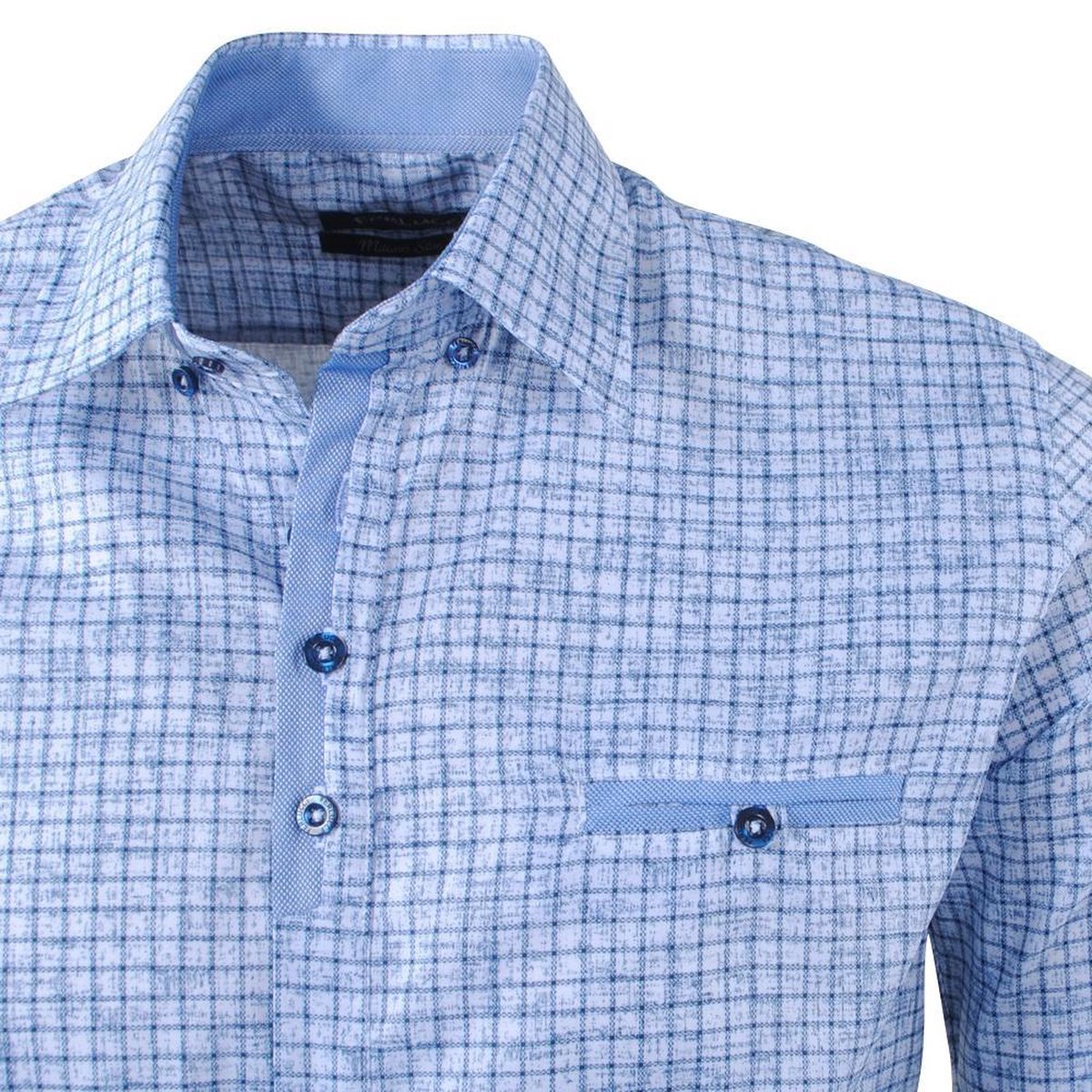 Ferlucci - Heren Overhemd - Geblokt - Milano - Stretch - Wit | bol.com