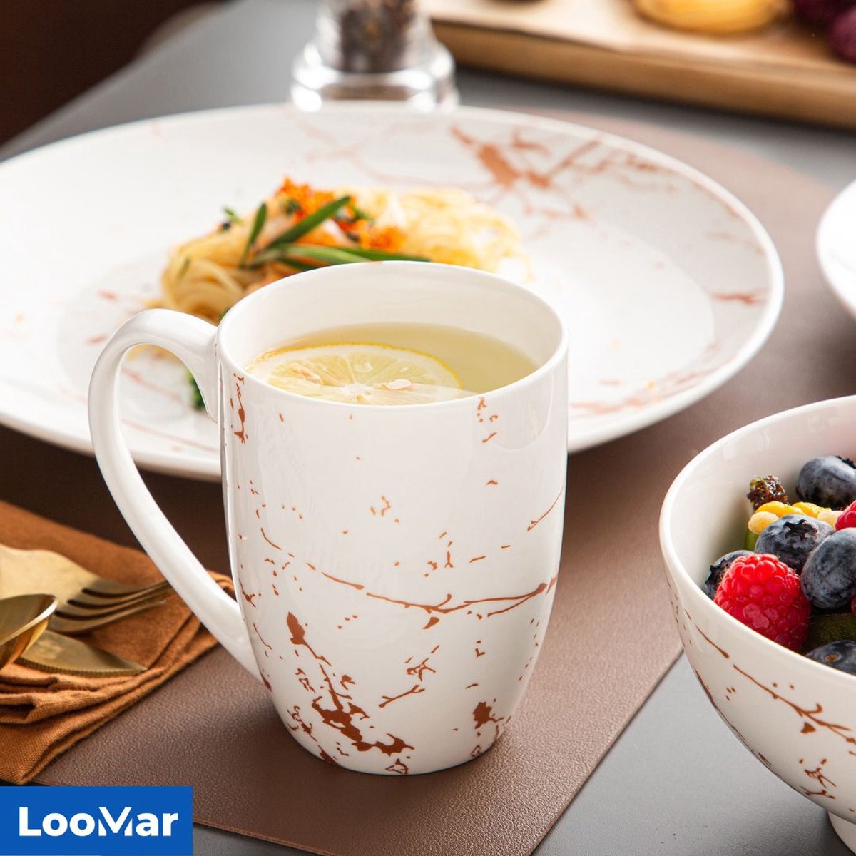 LooMar Luxe Serviesset – 48 delig – 12 persoons – Porselein - Bordenset ...